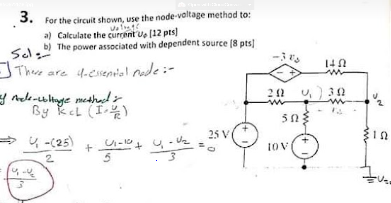 Solved Open with Cloud Convert 3. For the circuit shown, use | Chegg.com