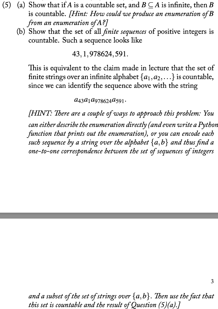 Solved (a) Show that if A is a countable set, and B⊆A is | Chegg.com
