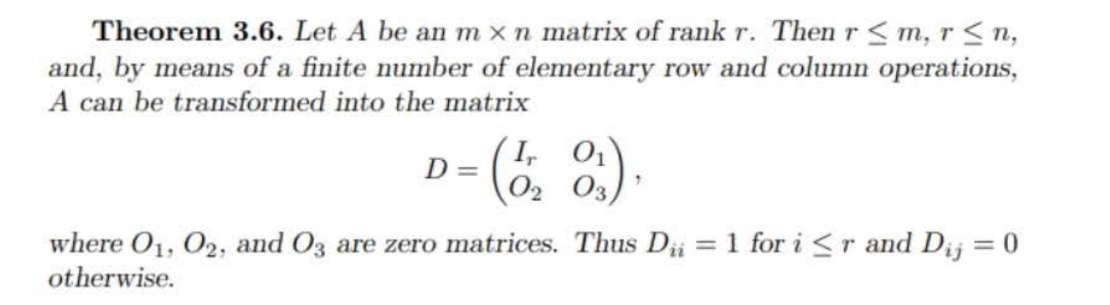 Solved Theorem 3.6. Let A be an m×n matrix of rank r. Then | Chegg.com