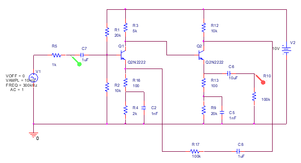 R1 20K R3 5k R12 10k V2 R5 01 c7 hov F3 UF Q2N2222 1k | Chegg.com