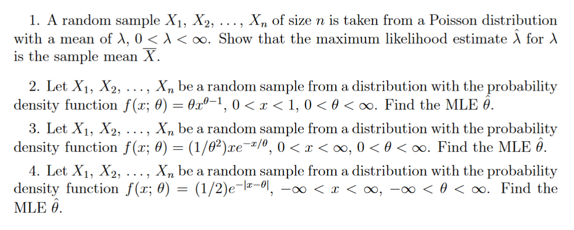 Solved 1. A random sample X1, X2, ..., Xn of size n is taken | Chegg.com