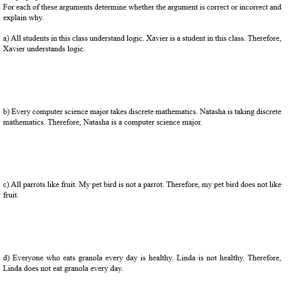 Solved For Each Of These Arguments Determine Whether The