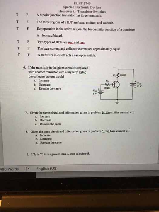 Solved 1. Solid-state switching circuits usually keep their | Chegg.com