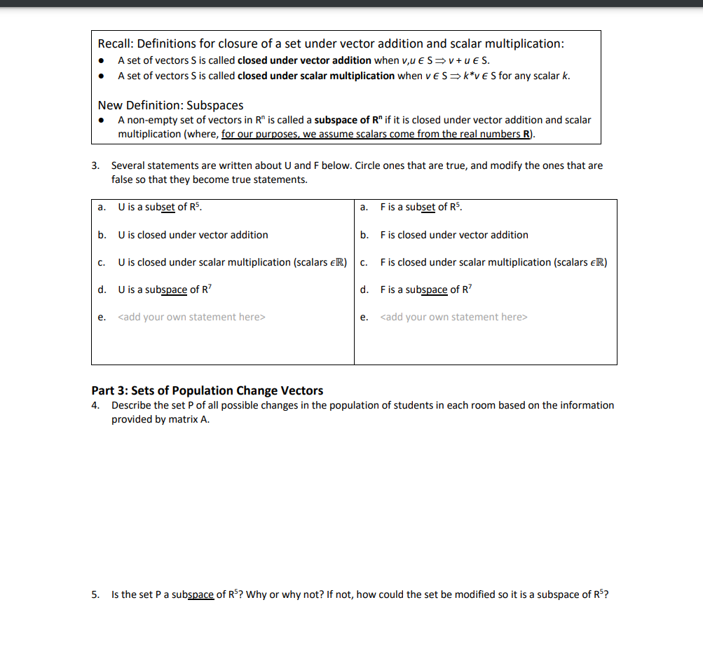 Solved The following matrix describes how to use the number | Chegg.com