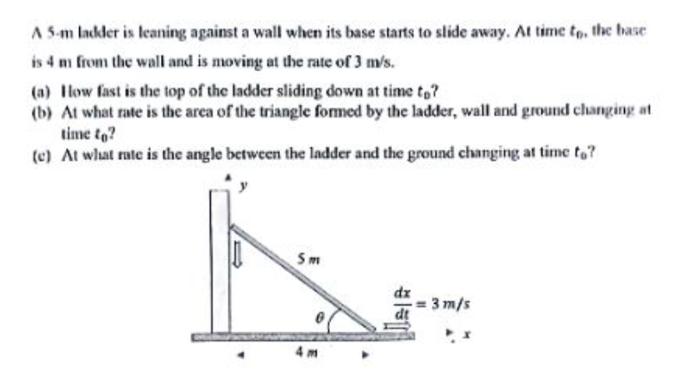 Solved A 5.m ladder is leaning against a wall when its base | Chegg.com