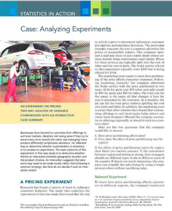 STATISTICS IN ACTION Case: Analyzing Experiments in | Chegg.com