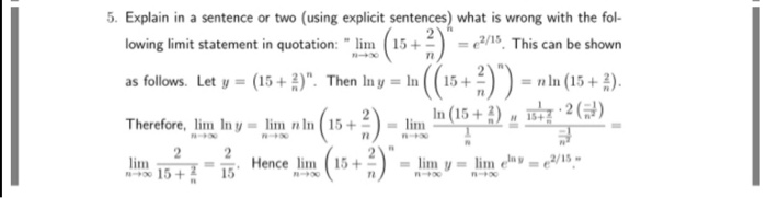Solved 5. Explain in a sentence or two (using explicit | Chegg.com