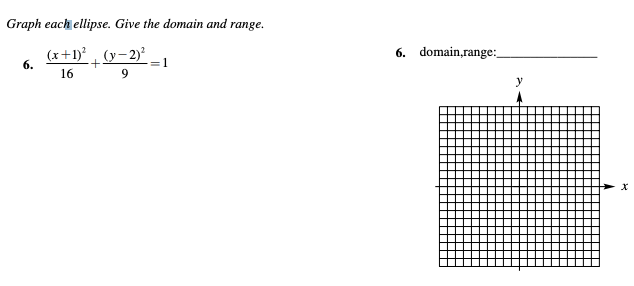 Solved Graph each ellipse. Give the domain and range. 6. | Chegg.com