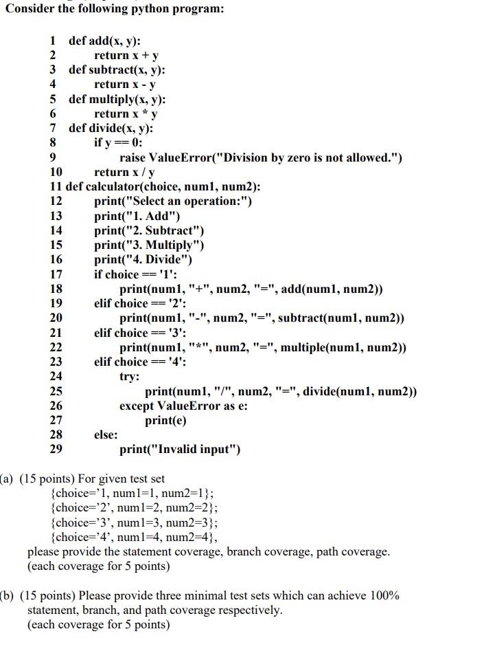 Solved Consider the following python program: (a) (15 | Chegg.com