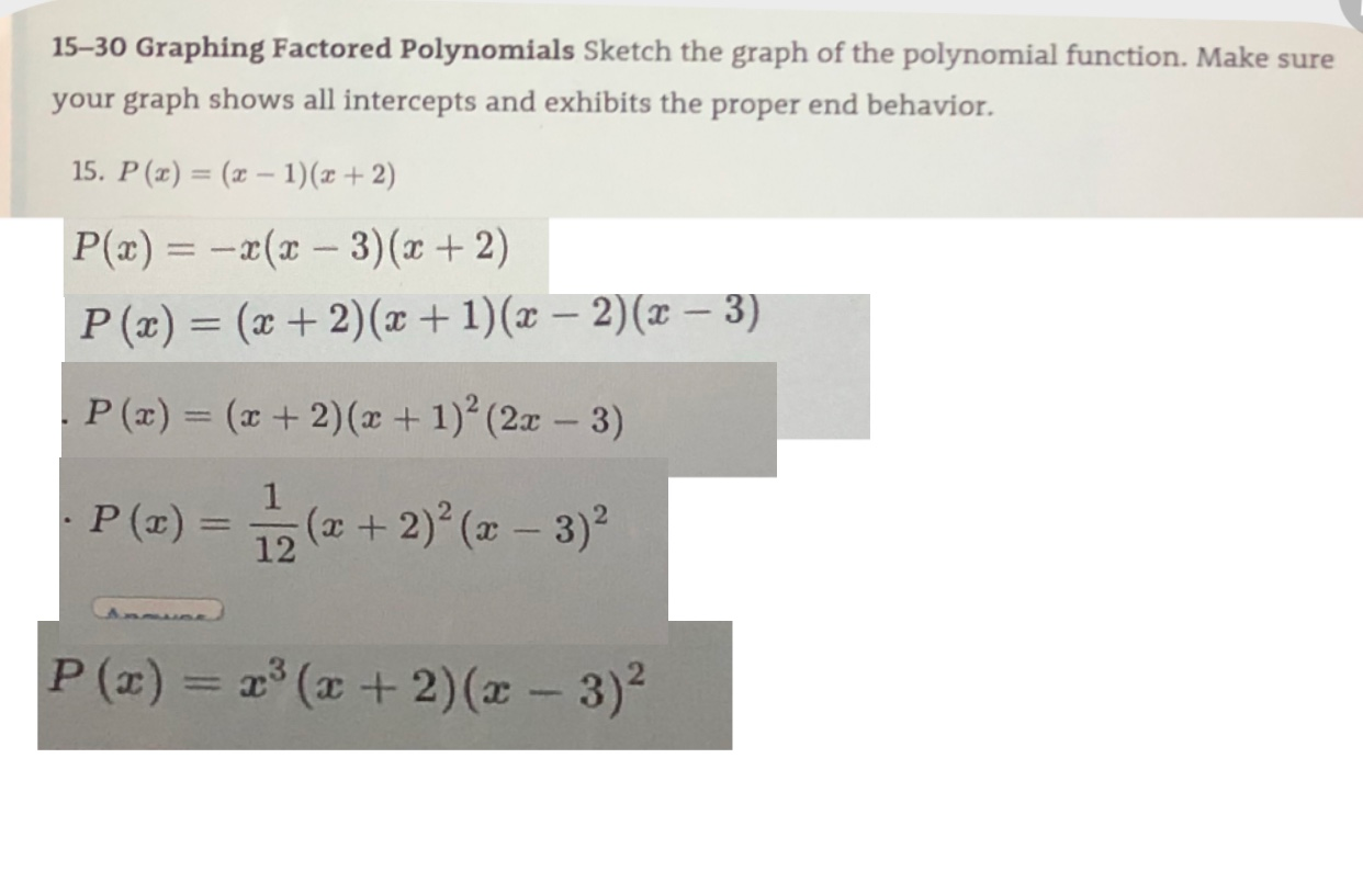 Solved 15–30 Graphing Factored Polynomials Sketch the graph | Chegg.com