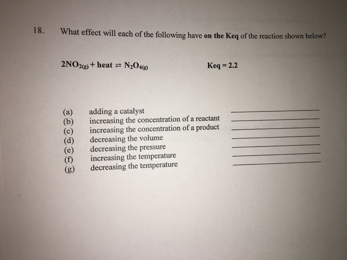 Solved 18. What effect will each of the following have on | Chegg.com