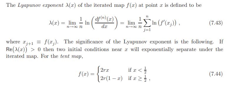 Solved The Lyapunov exponent λ(x) ﻿of the iterated map f(x) | Chegg.com