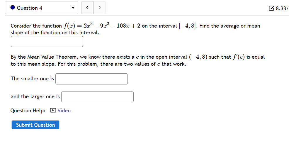 Solved Consider the function f(x)=2x3−9x2−108x+2 on the | Chegg.com