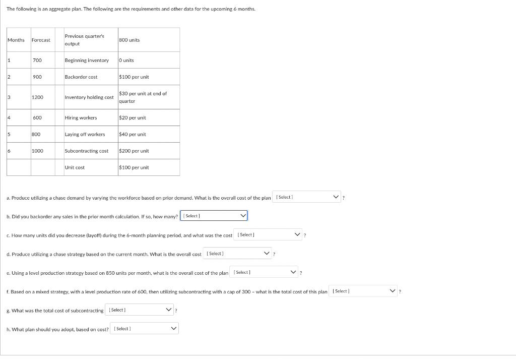 The following is an aggregate plan. The following are | Chegg.com