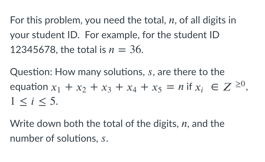 Solved For this problem, you need the total, n, of all | Chegg.com
