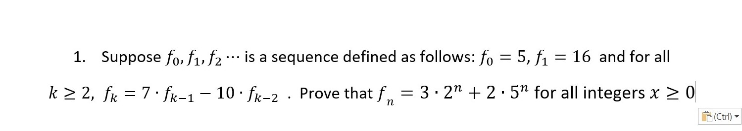 Solved 1. Suppose fo, fi,f2 .. is a sequence defined as | Chegg.com