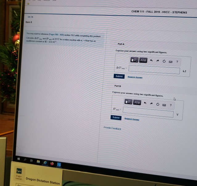 Solved CHEM 111 - FALL 2019 - HVCC - STEPHENS Ch 19 tem 8 | Chegg.com