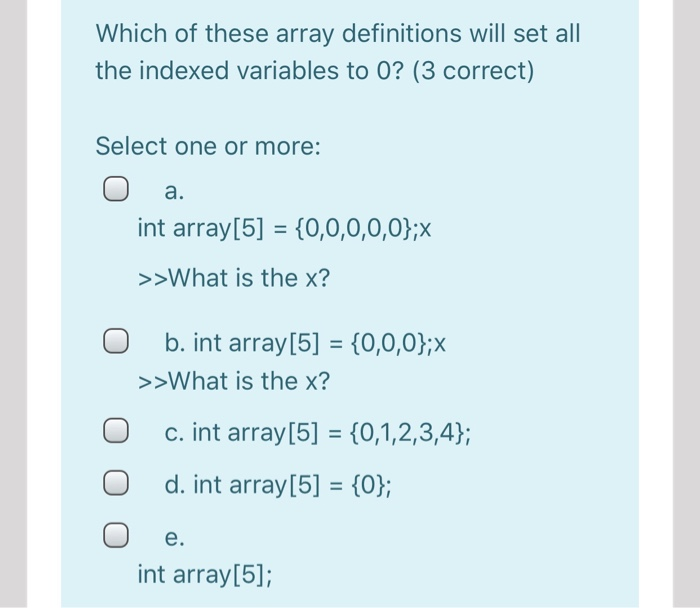 Solved Which of these array definitions will set all the | Chegg.com