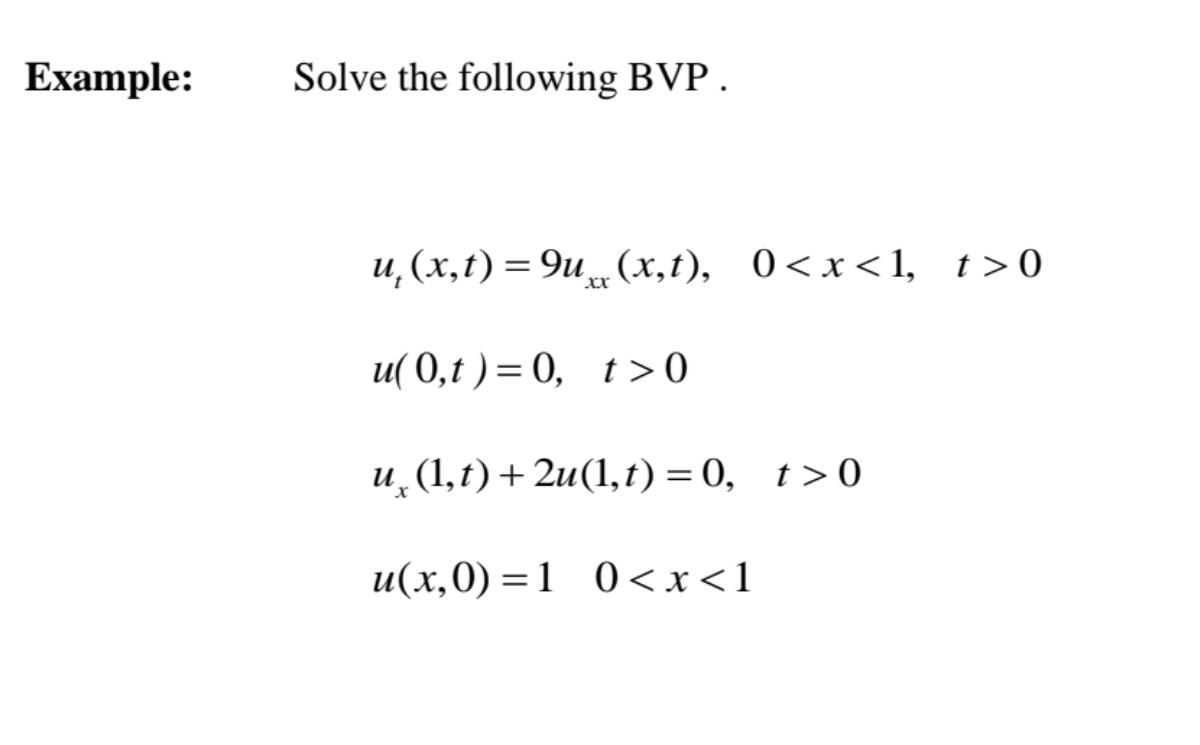 Solved Example: Solve the following BVP. u, (x,t) = 9u | Chegg.com