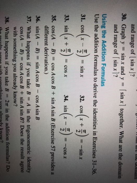 Solved and range of I sin x)? 30. Graph y sin x and y [sin | Chegg.com