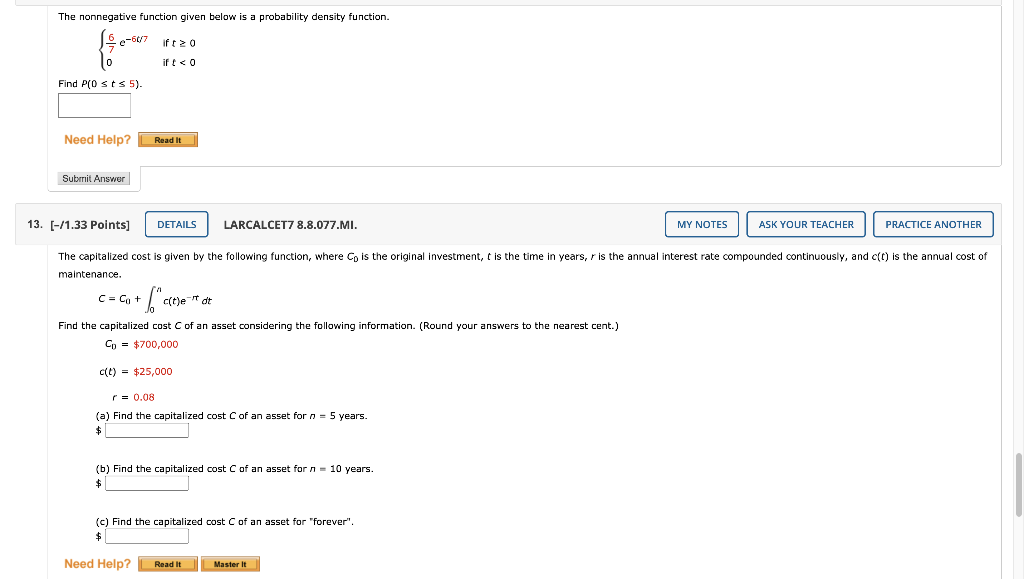 Solved The nonnegative function given below is a probability | Chegg.com