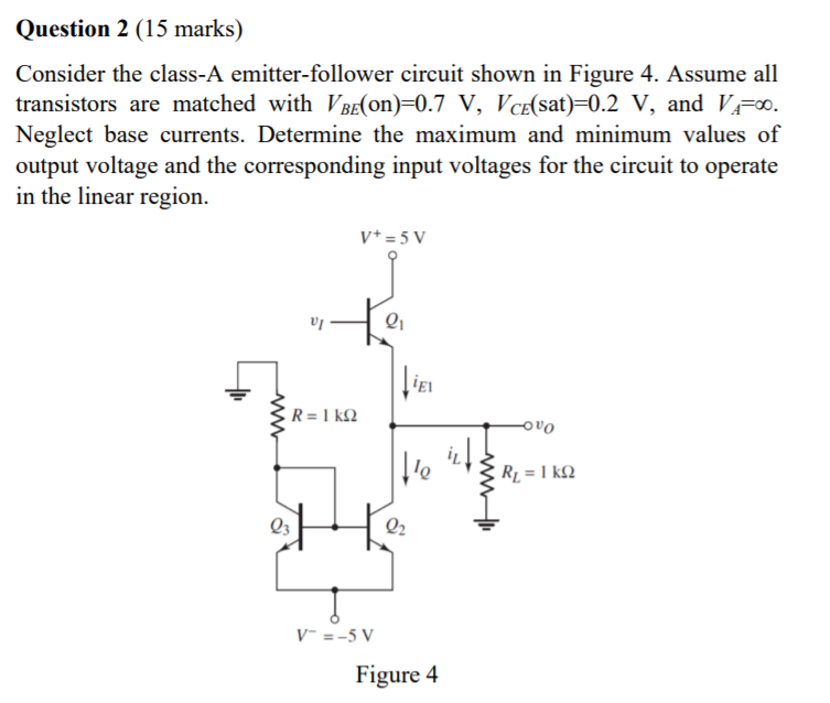 Solved Consider the class-A emitter-follower circuit shown | Chegg.com