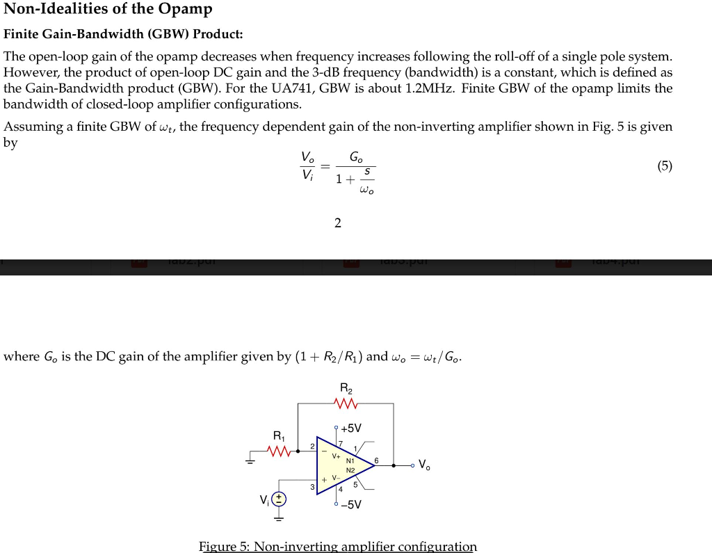 Solved Non-Idealities of the Opamp Finite Gain-Bandwidth | Chegg.com