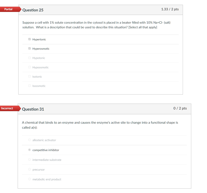 Solved Partial Question 4 1.33/2 pts Select all of the | Chegg.com