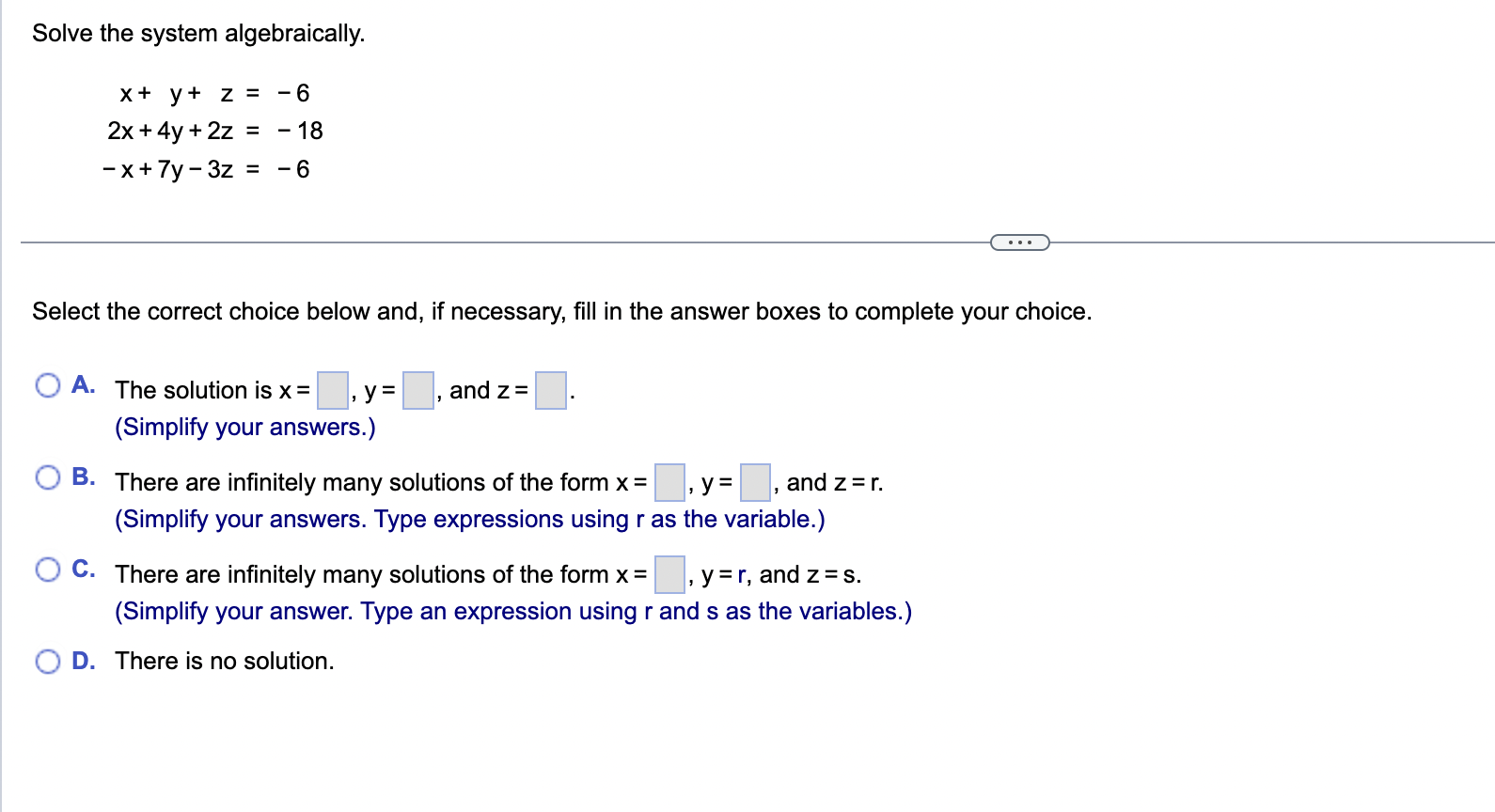 Solved Solve the system algebraically. | Chegg.com