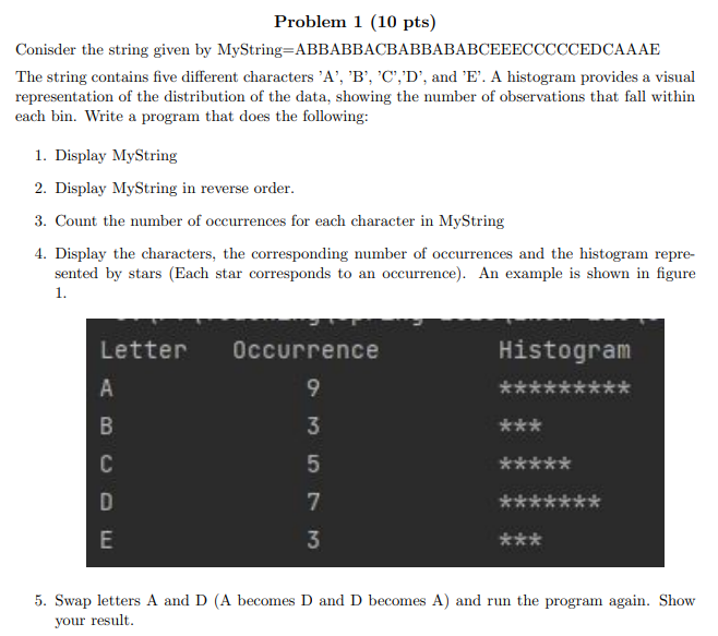 Solved Problem 1 (10 pts) Conisder the string given by | Chegg.com
