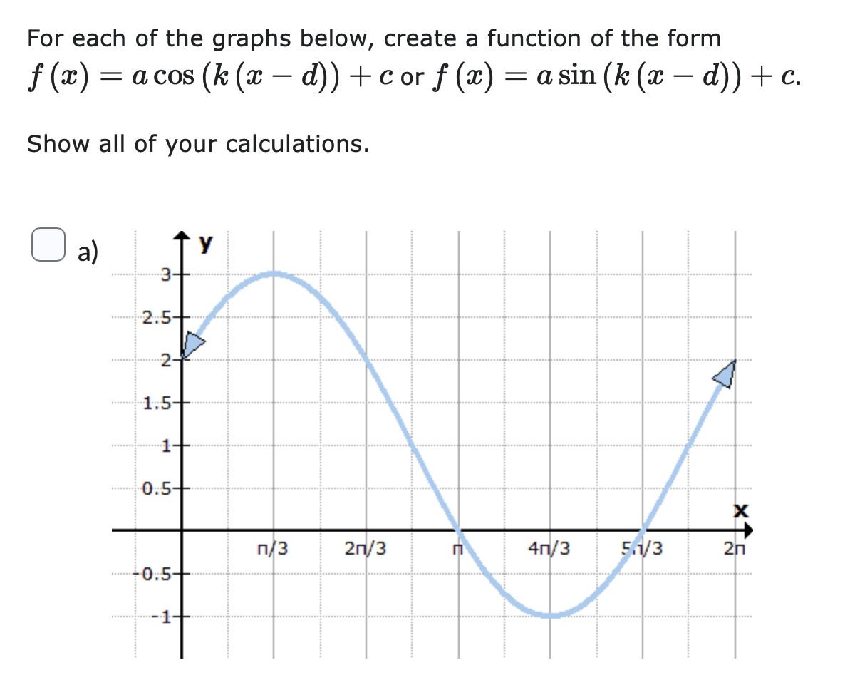 Solved For each of the graphs below, create a function of | Chegg.com