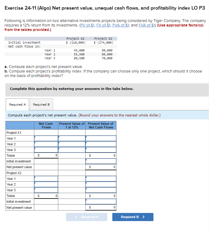 Solved Exercise 24-11 (Algo) Net present value, unequal cash | Chegg.com