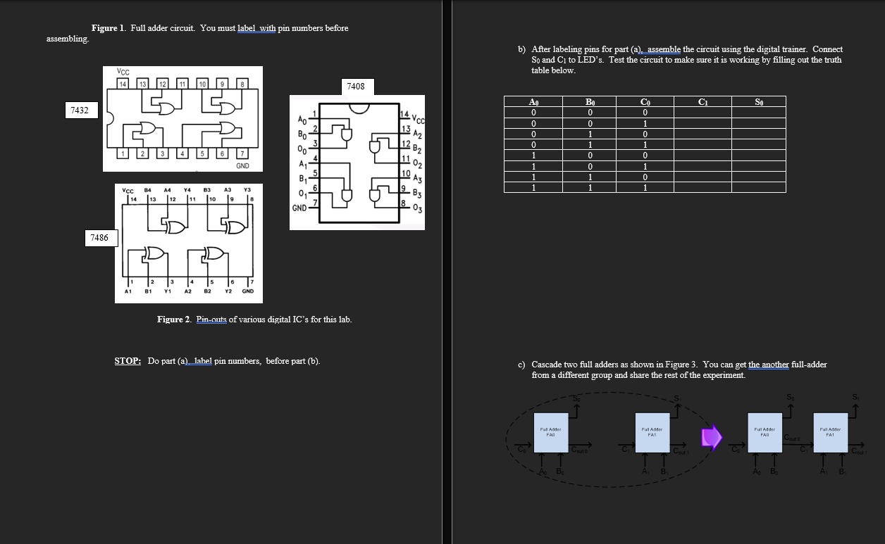 Figure 3. Cascade two full adders as shown here. Your | Chegg.com