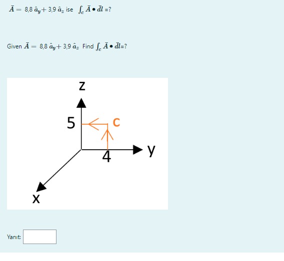 Solved Aˉ 8 8a Y 3 9a Z Ise ∫caˉ∙dˉl Given