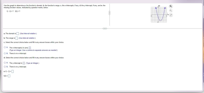 Solved Use the graph to determine a. the function's domain, | Chegg.com