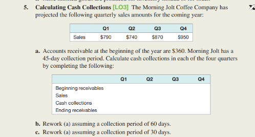 Solved Calculating Cash Collections [LO3] The Morning Jolt | Chegg.com