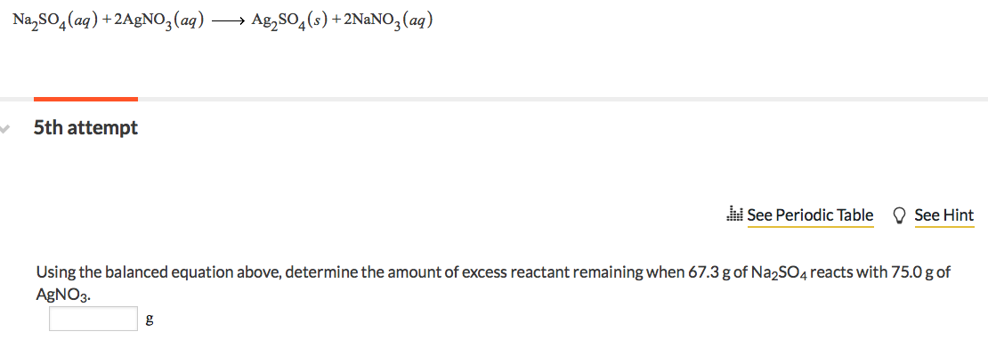 Solved Na2SO4(aq) + 2AgNO3(aq) Ag,SO4(s) + 2NaNO3(aq) 5th | Chegg.com