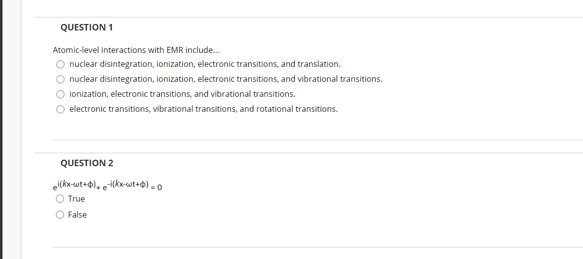 Solved QUESTION 1 Atomic-level interactions with EMR | Chegg.com
