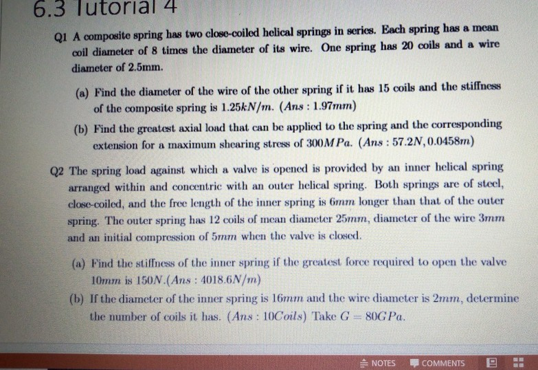 Solved Other Tutorial (a) A comparite spring has two | Chegg.com