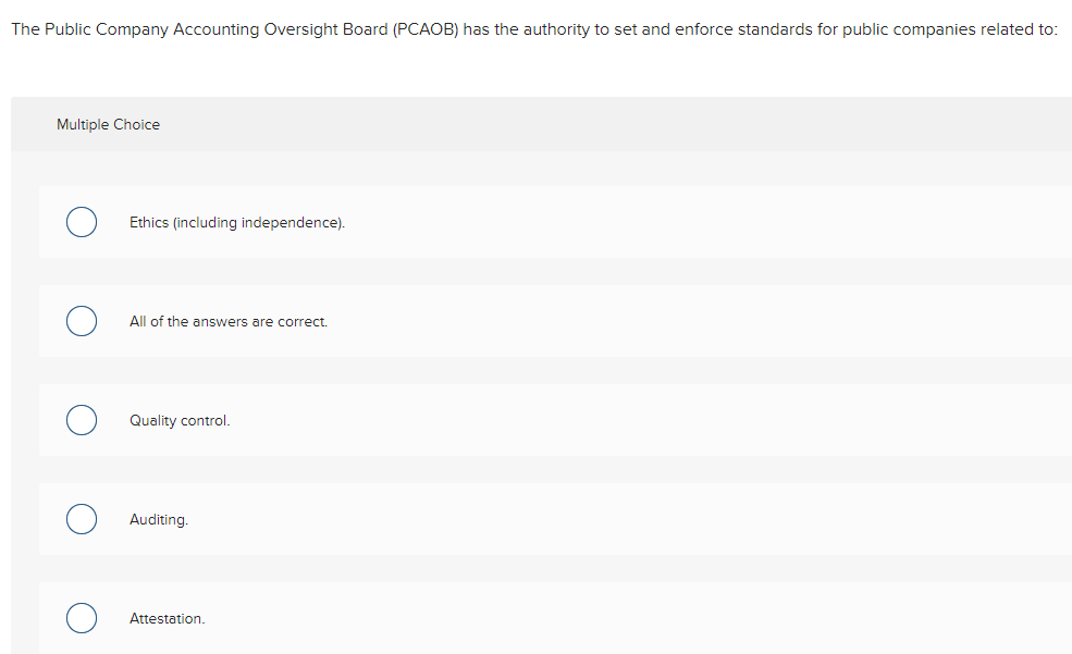 Solved The Public Company Accounting Oversight Board (PCAOB) | Chegg.com