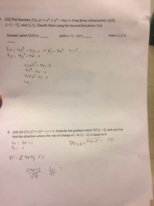 Solved The function f(x, y) = x^4 + y^4 - 4xy + 4 has three | Chegg.com