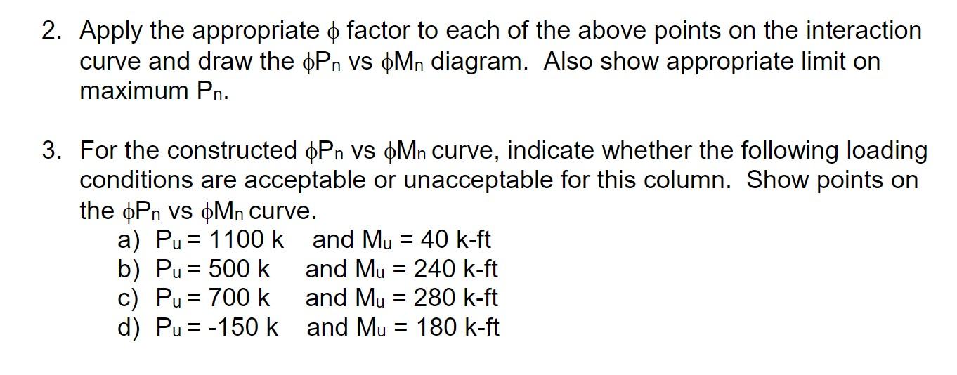 Solved 1. Construct the Column Interaction Diagram for the | Chegg.com