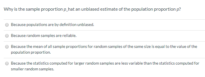 Solved Why is the sample proportion p_hat an unbiased | Chegg.com