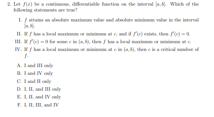 Solved Let f(x) be a continuous, differentiable function on | Chegg.com