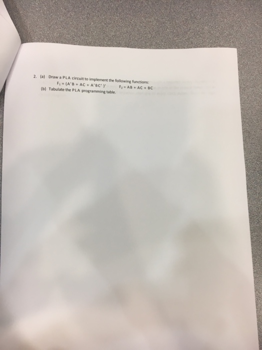 Solved Draw a PLA circuit to implement the following | Chegg.com