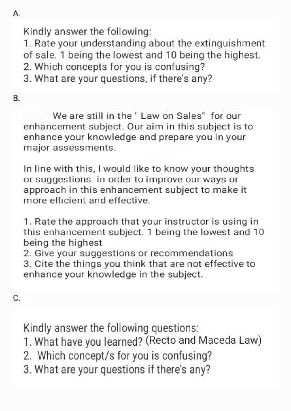 Solved Kindly answer the following: 1. Rate your | Chegg.com
