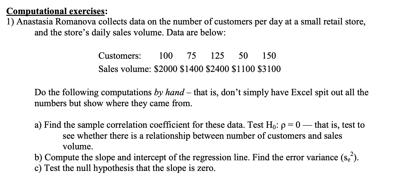 Solved Computational exercises: 1) Anastasia Romanova | Chegg.com