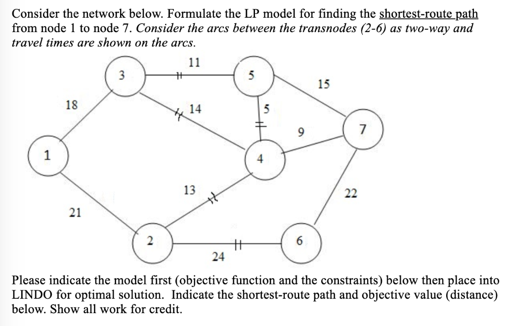 Solved Consider The Network Below Formulate The Lp Model