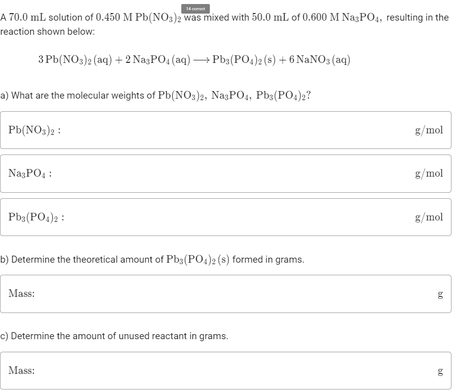 Solved A 70.0 mL solution of 0.450MPb(NO3)2 was mixed with | Chegg.com