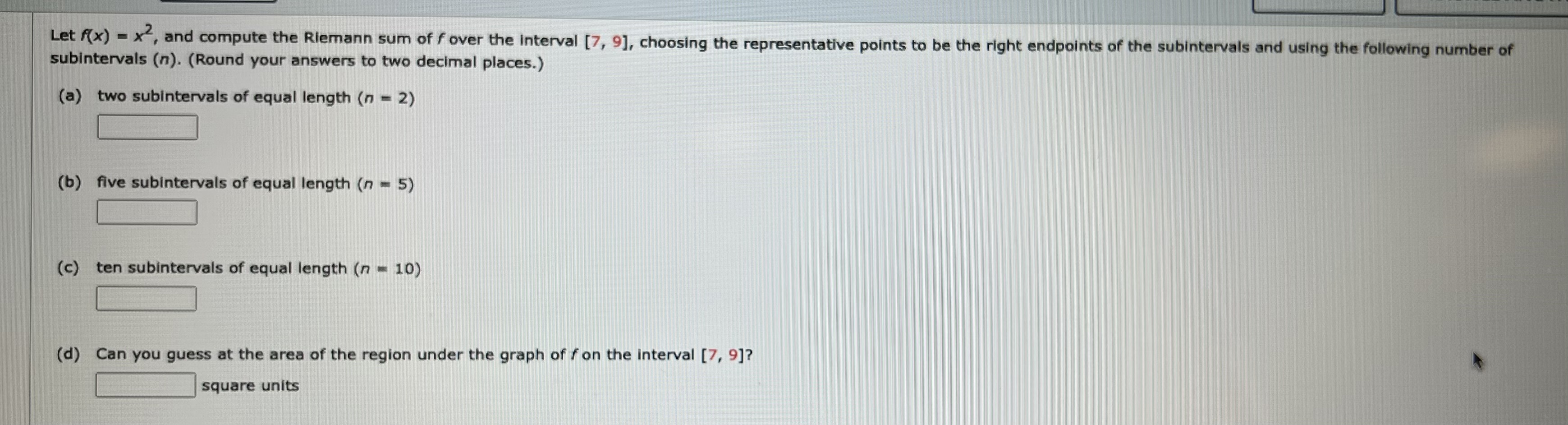 Solved Let FX) - ? ﻿and compute the Riemann sum off over the | Chegg.com